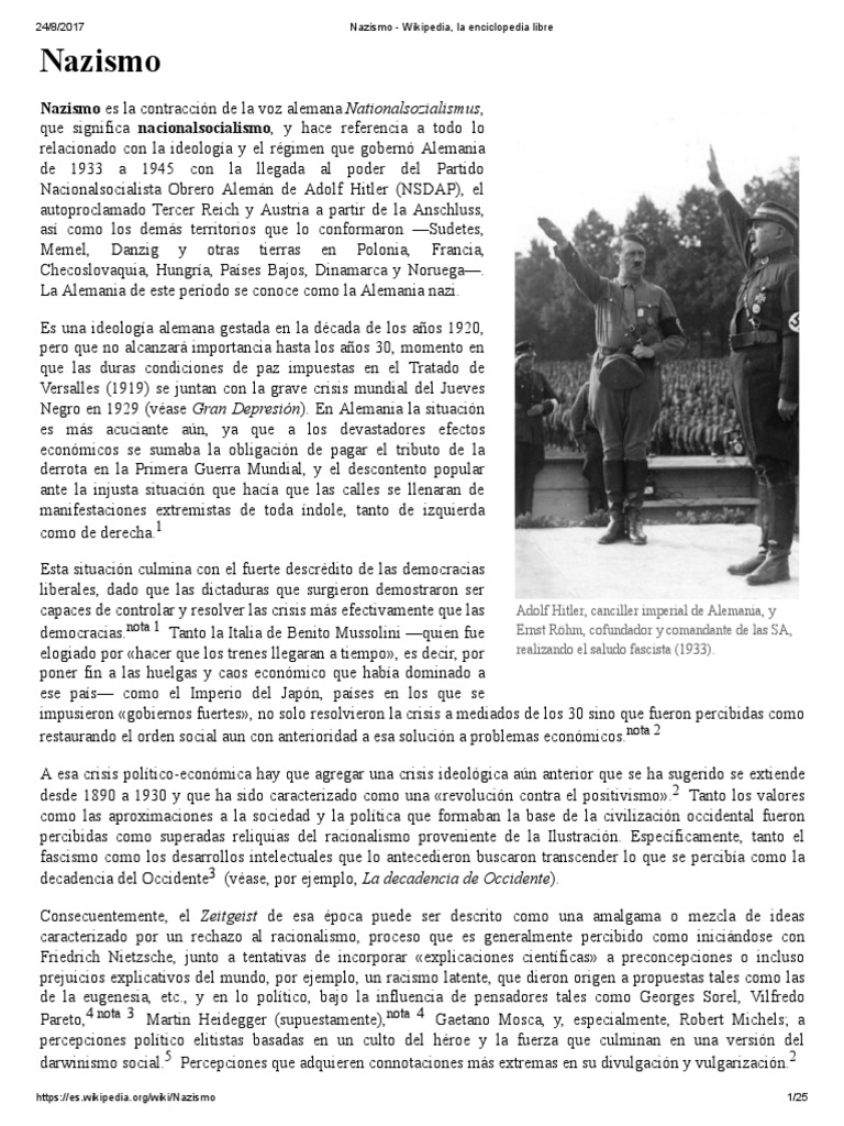 Nazismo - Wikipedia, La Enciclopedia Libre | PDF | nazismo | Alemania nazi
