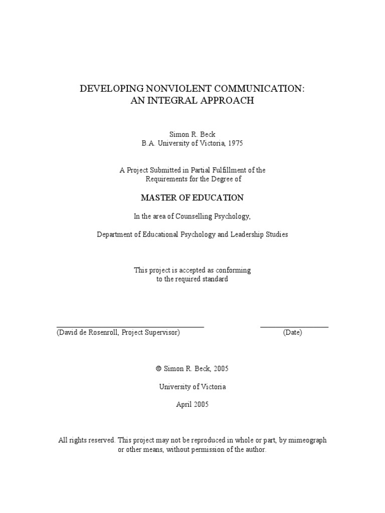 Beck-Developing NVC Integral Approach | PDF | Empathy | Psychotherapy