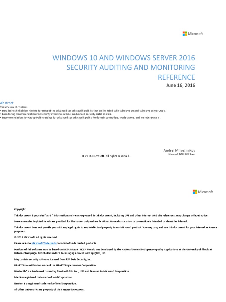 Windows 10 and Windows Server 2016 Security Auditing and Monitoring ...