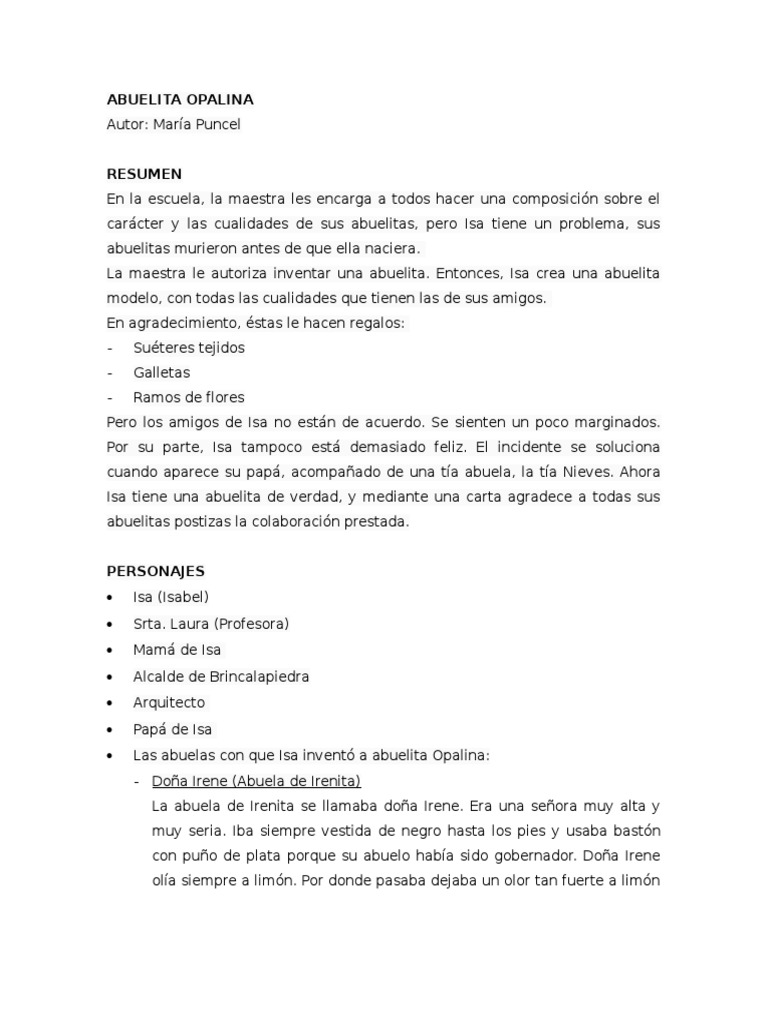 Abuelita Opalina | PDF