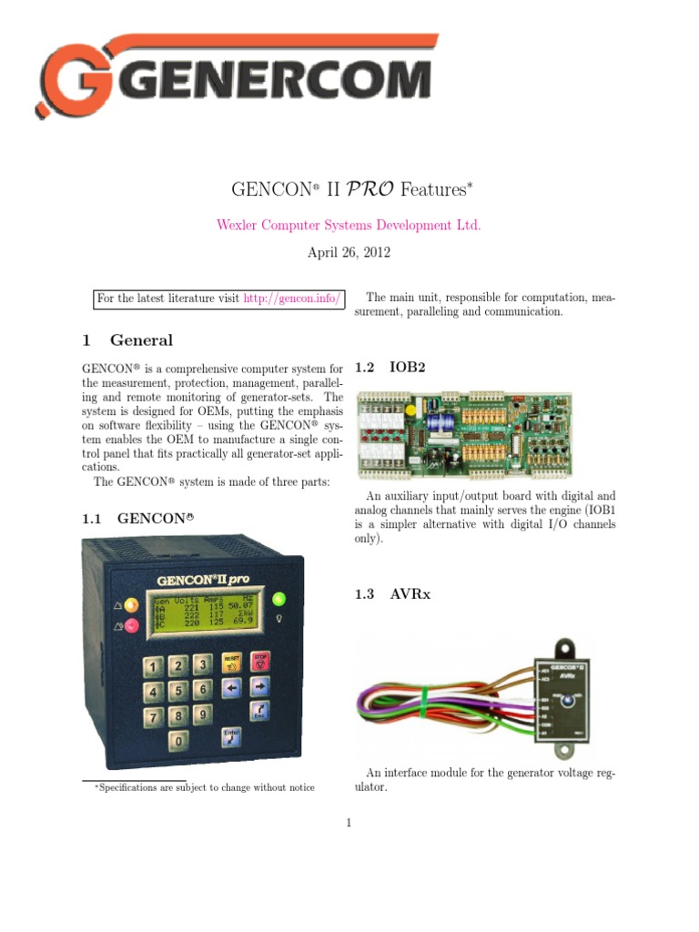 Gencon II Pro Features | PDF | Scada | Mains Electricity