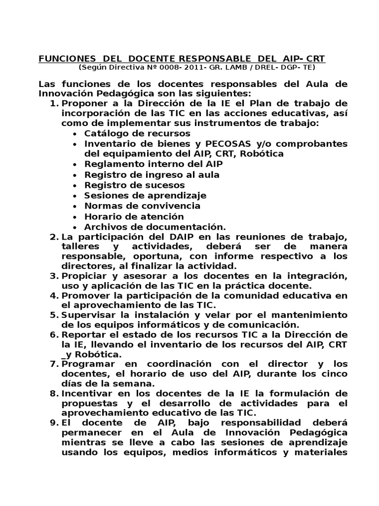 Funciones Del DAIP 2 | PDF | Maestros | Tecnología de información y ...