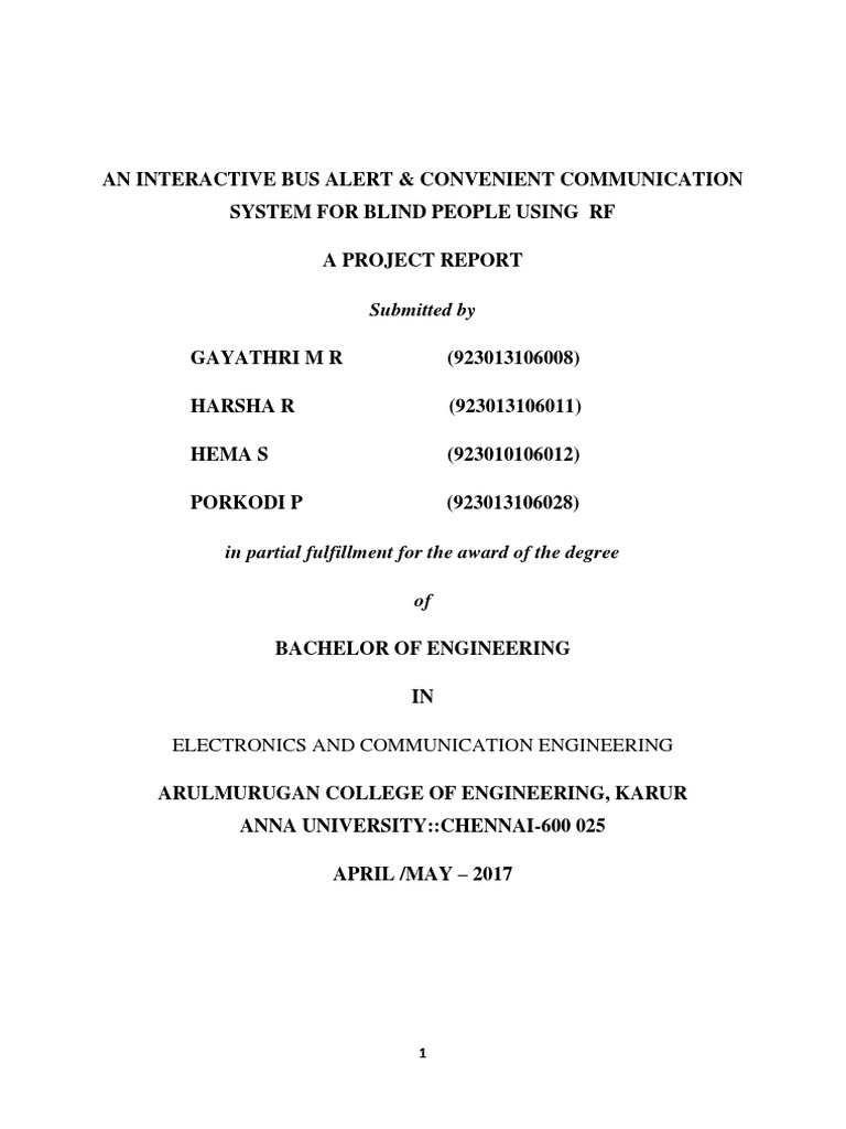 Ece Final Year Project For Blind PDF | PDF | Communications System ...