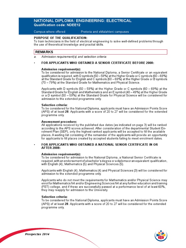 1.NDip Eng Electrical | PDF | University And College Admission | Diploma