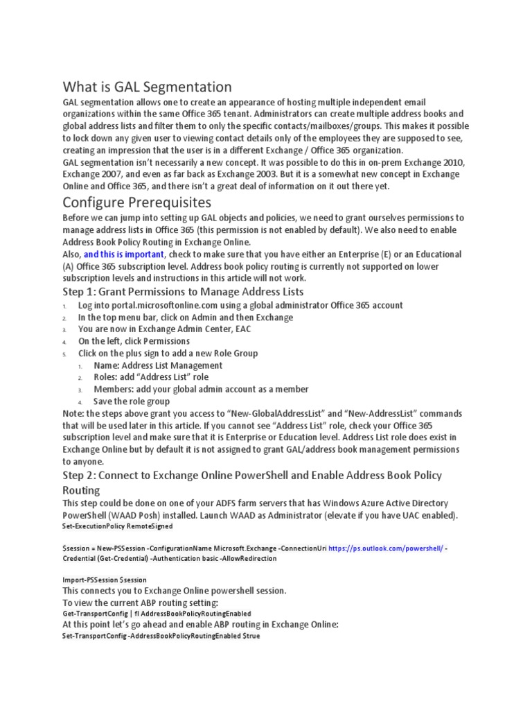 What Is GAL Segmentation | PDF | Office 365 | Active Directory