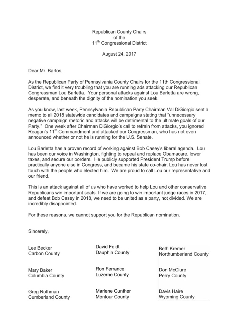 Bartos Letter | PDF