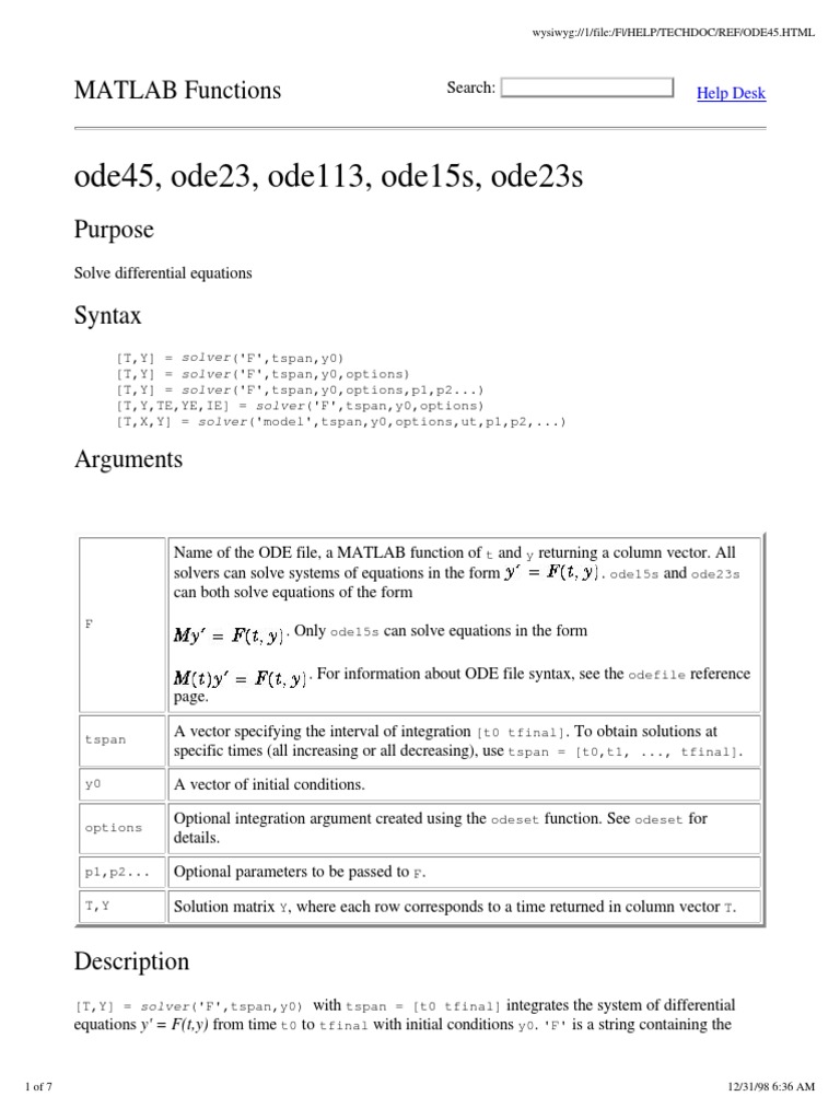 Ode45 PDF | PDF