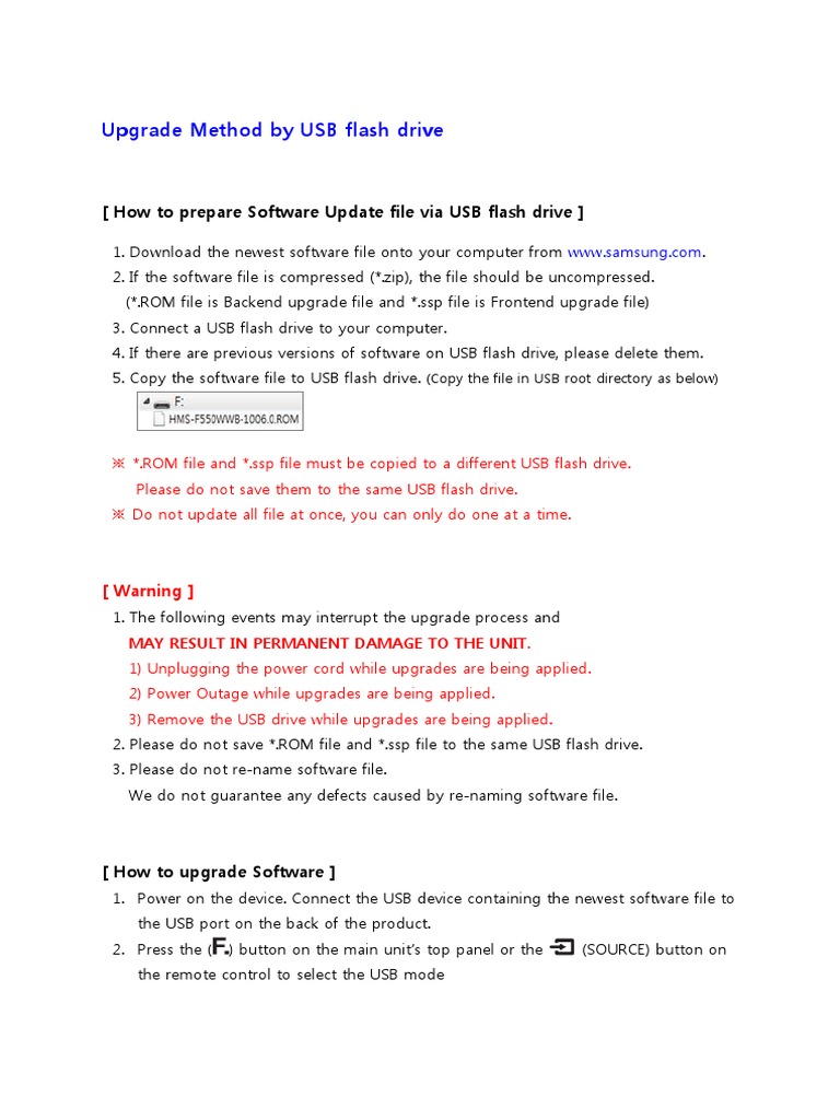 Upgrade Method by USB Flash Drive PDF | PDF
