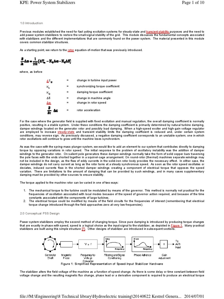 Kestrel Chapter 6 - Power System Stabilizers | PDF | Electronic Filter ...
