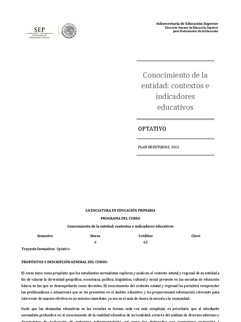 Plan De Estudios 2012 Pdf Educación Primaria Conocimiento