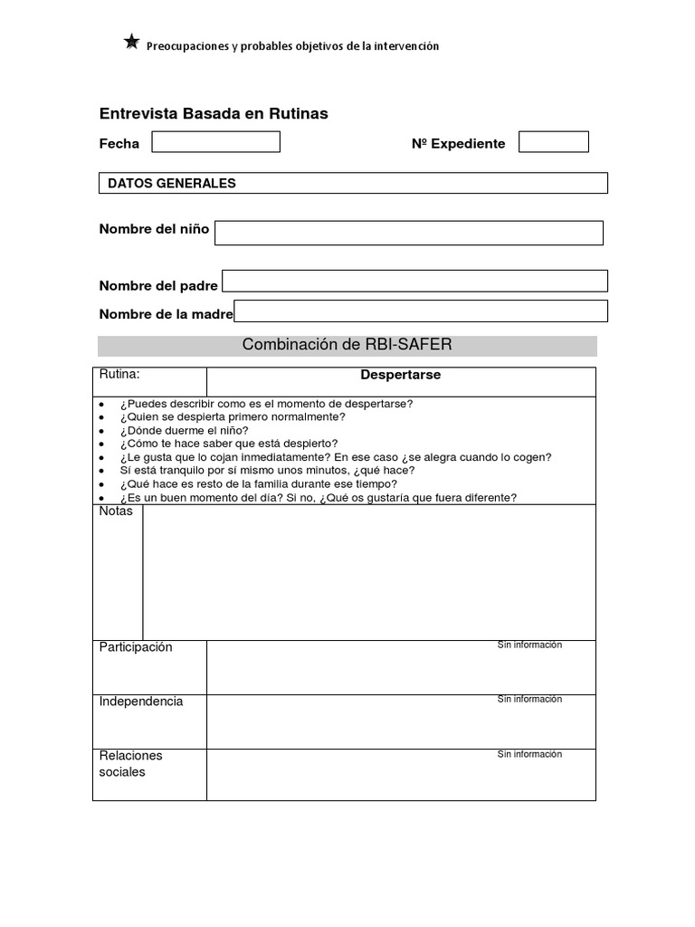 RBI. Entrevista Basada en Rutinas | Ocio