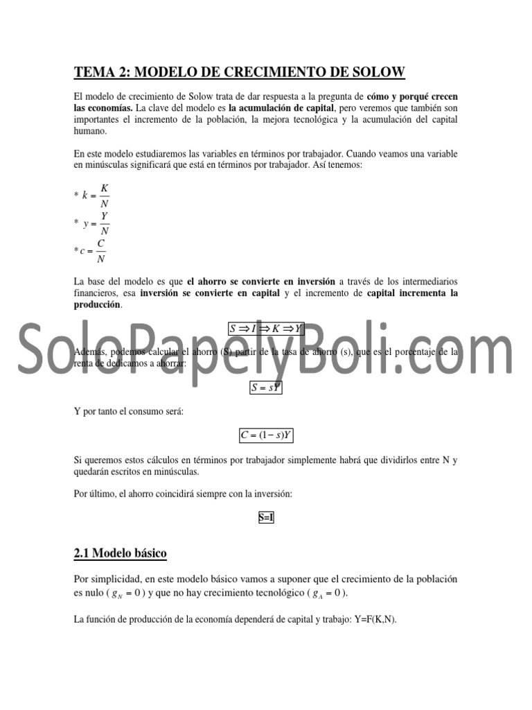 El Modelo de Solow | PDF | Ahorro | Acumulación de capital