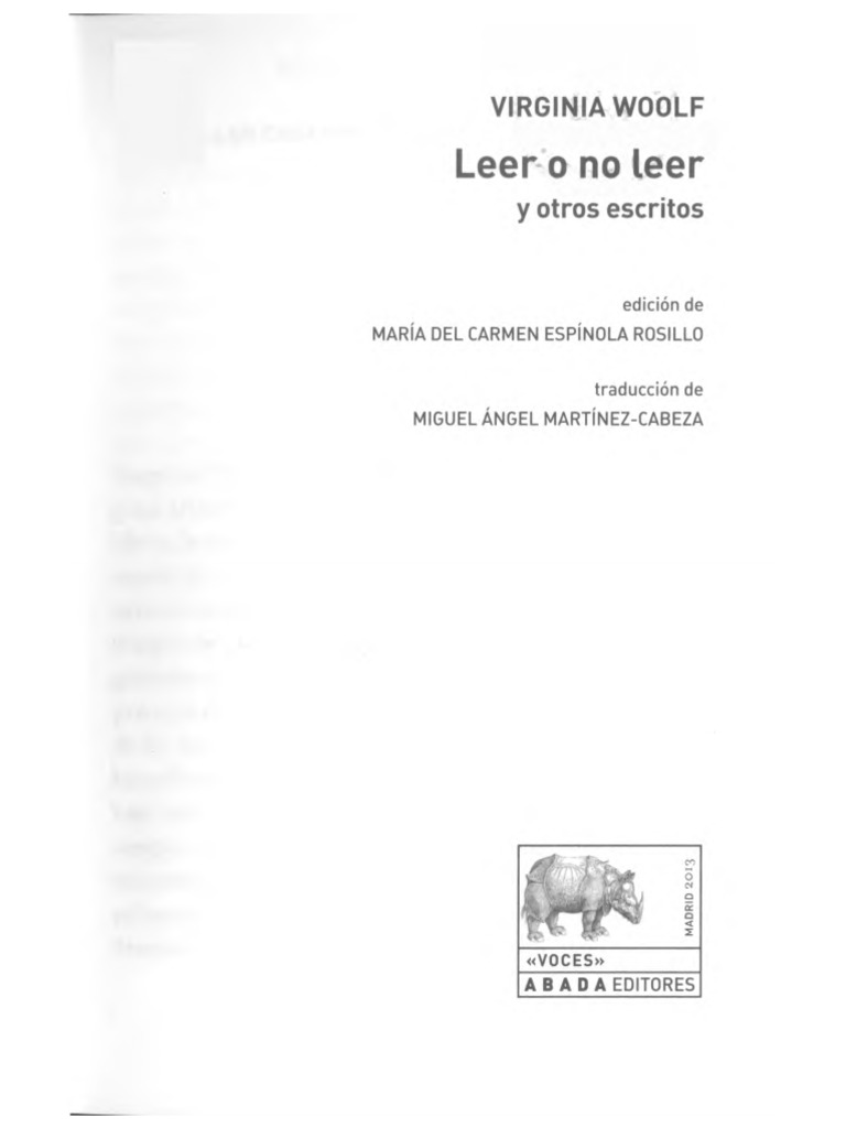 Virginia Woolf Leer o No Leer