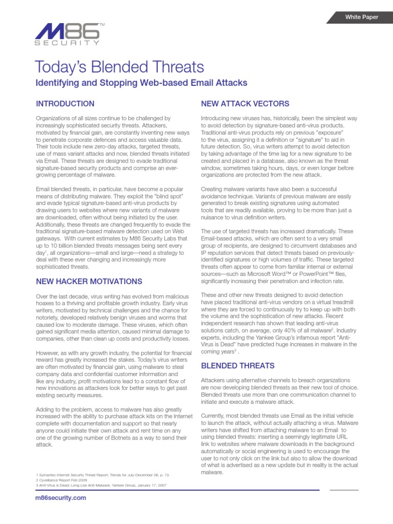 Today's Blended Threats: Identifying and Stopping Web-Based Email ...