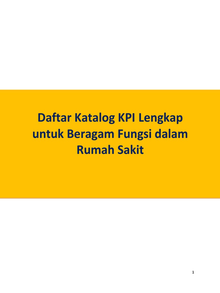 Daftar Katalog KPI - Rumah Sakit | PDF