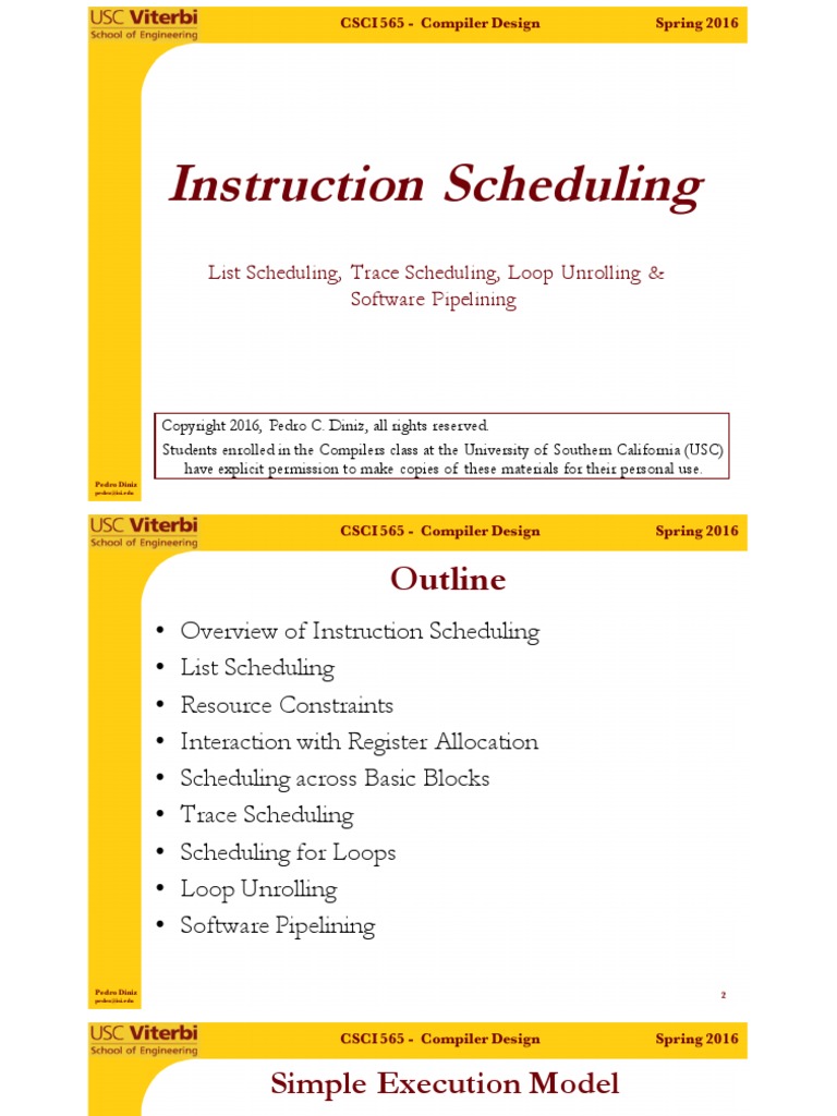 Instruction Scheduling: List Scheduling, Trace Scheduling, Loop ...