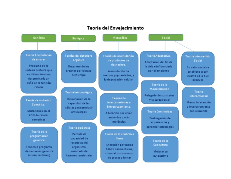 Mapa Conceptual de La Teoría Del Envejecimiento | Envejecimiento | Mutación