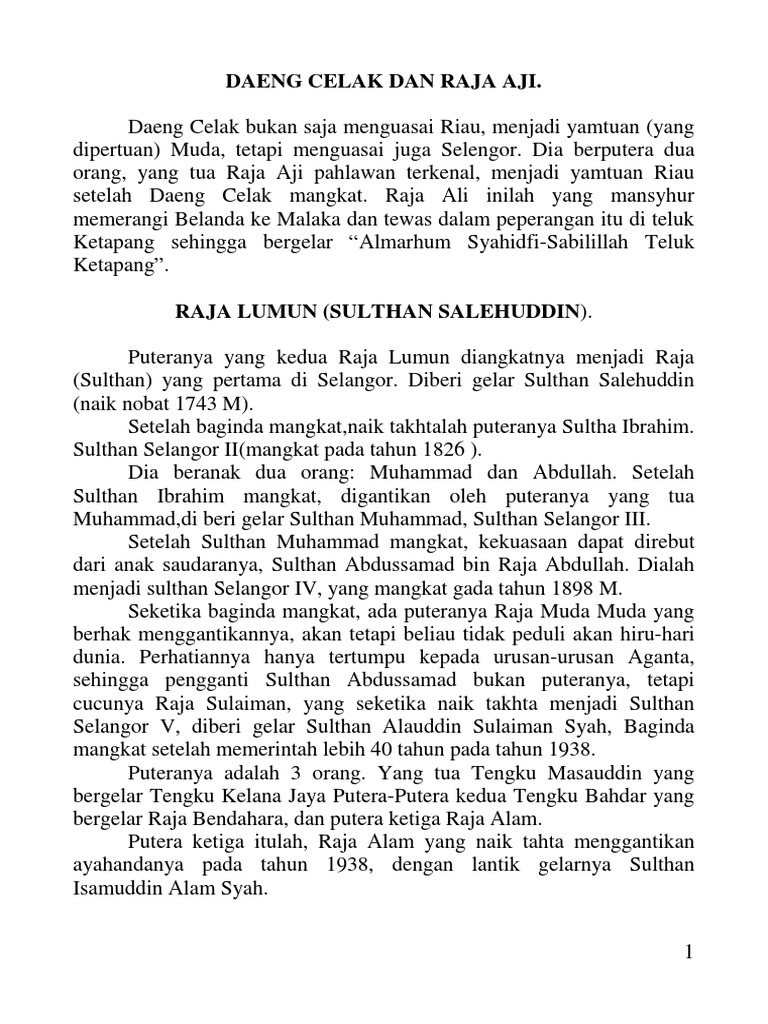 Daeng Celak Dan Raja Aji Lanjtn 324 | PDF