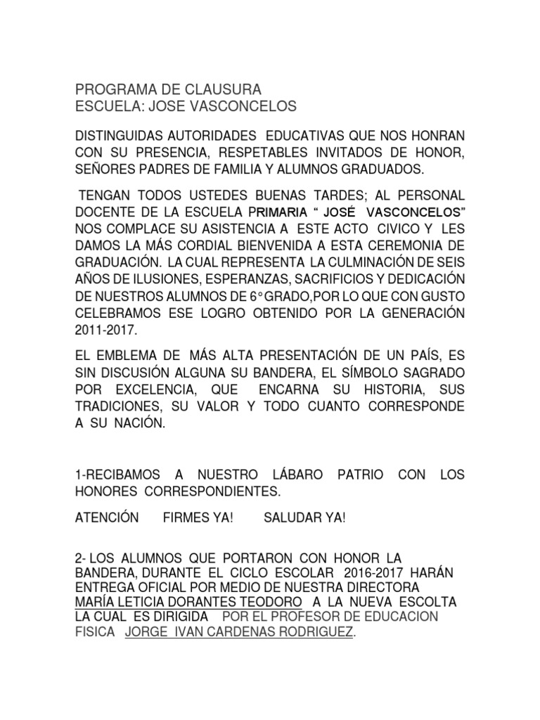 Programa de Clausura | PDF | México | Educación primaria