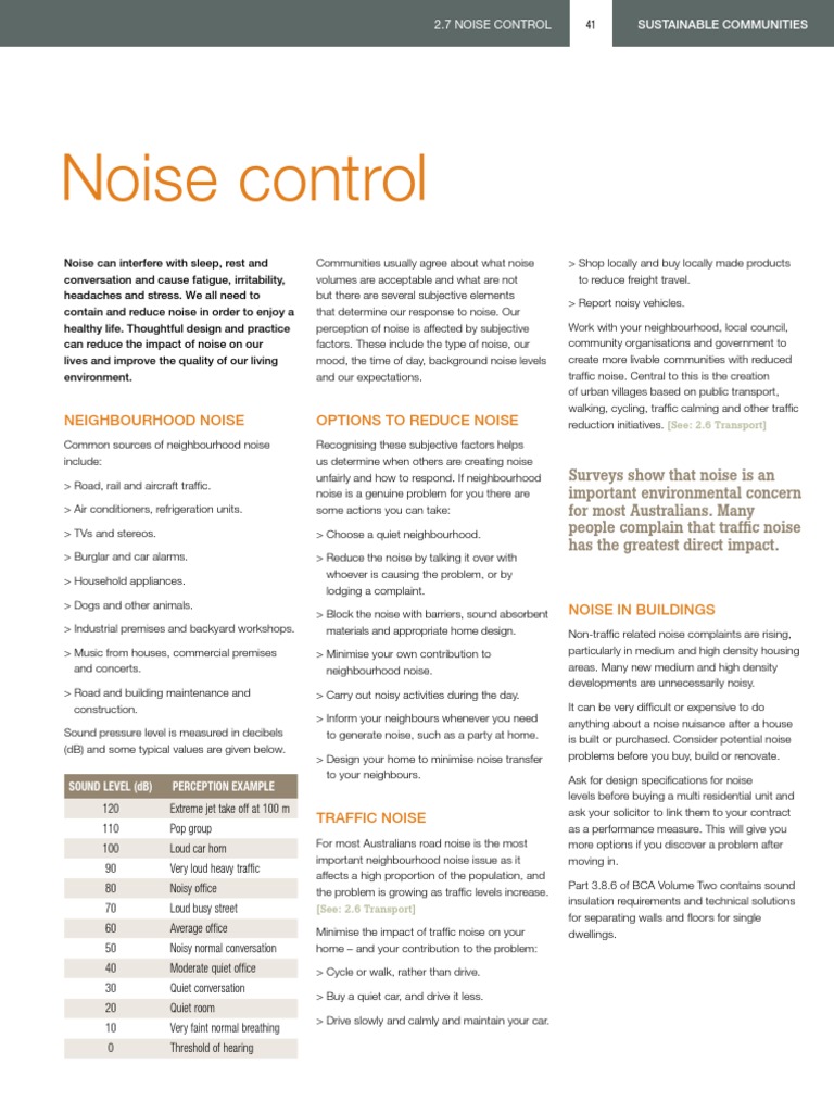 Noise Control: Neighbourhood Noise Options To Reduce Noise | PDF ...