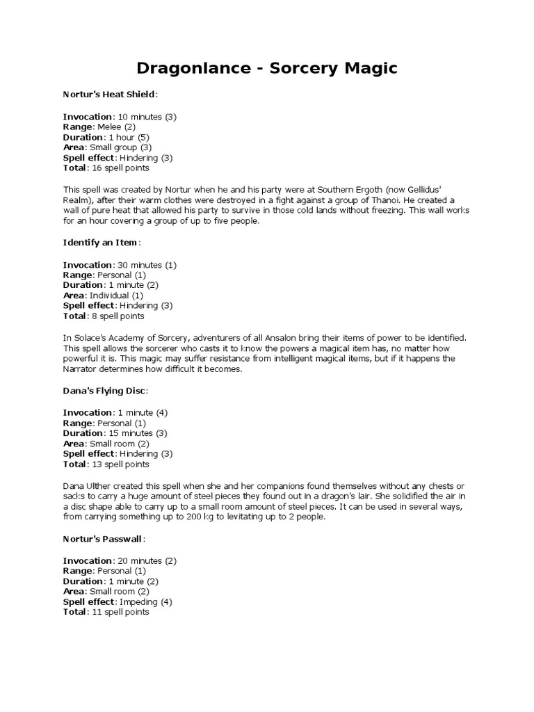 Dragonlance - Sorcery Magic | PDF | Magic (Paranormal)