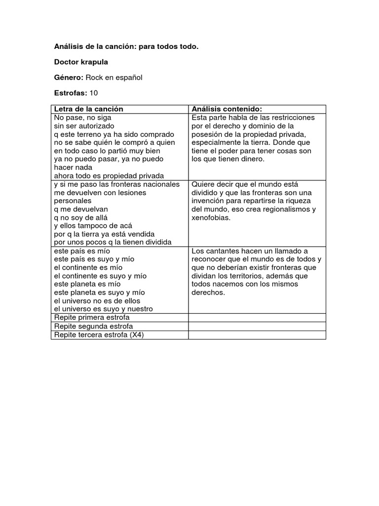 Análisis de La Canción | PDF