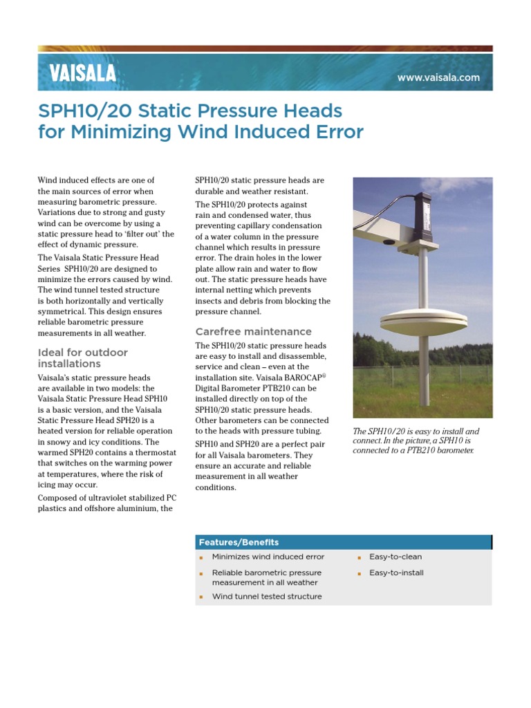 SPH10 20 Datasheet B210907EN A LoRes | PDF | Pressure | Manufactured Goods
