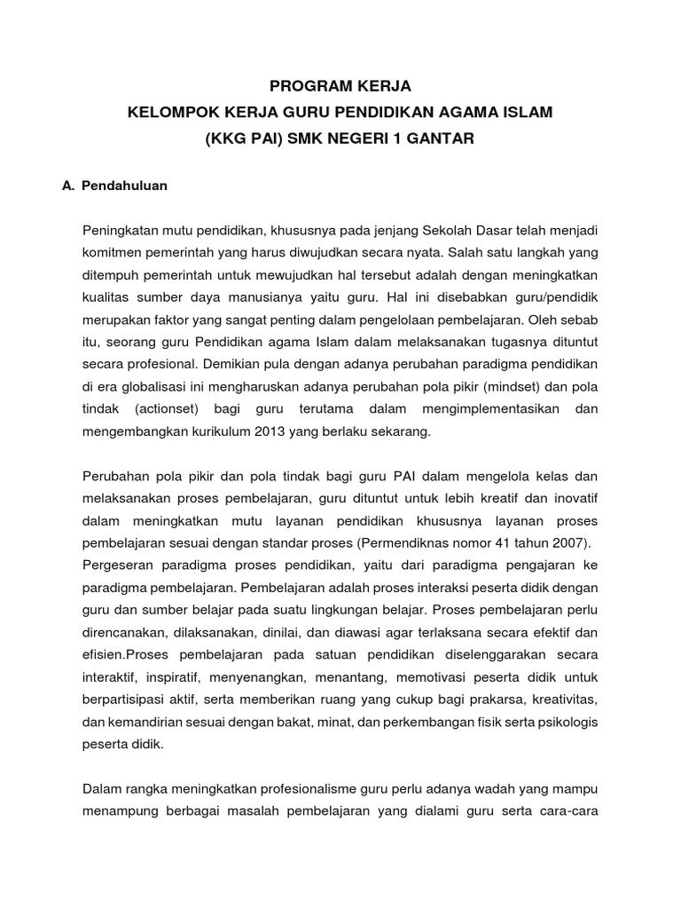 Program Kerja Guru Pai | PDF