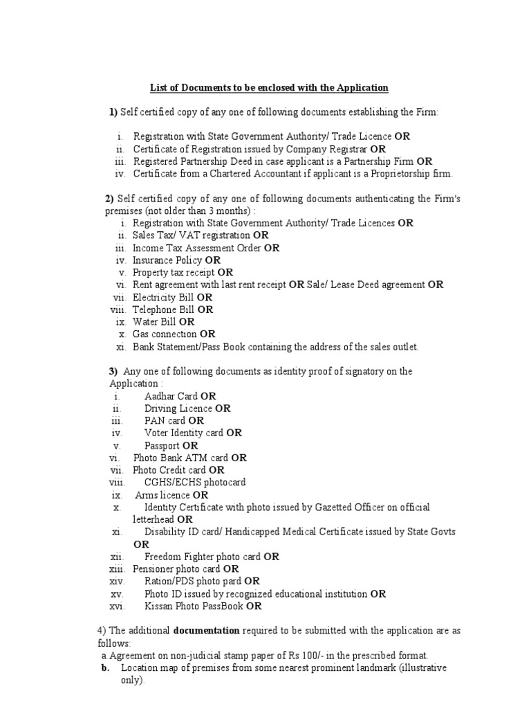 List of Documents To Be Enclosed With The Application 1) | PDF