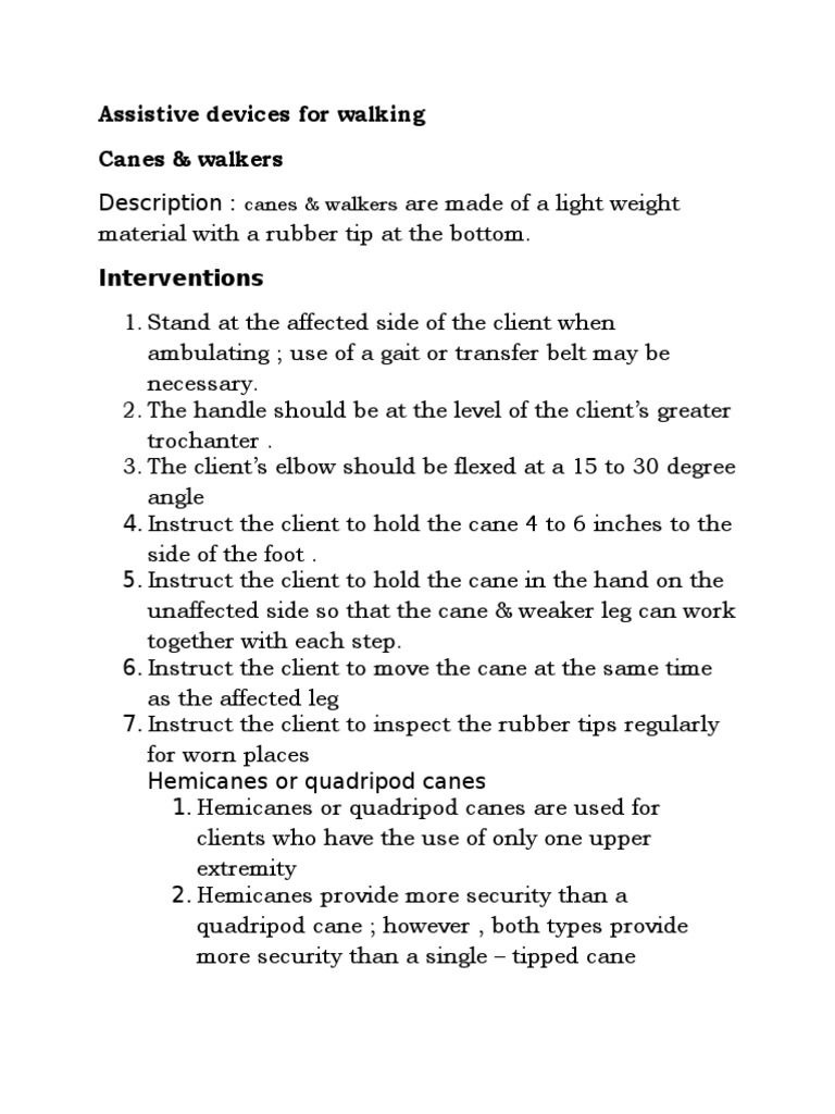 Assistive Devices For Walking | PDF | Health Care | Medicine