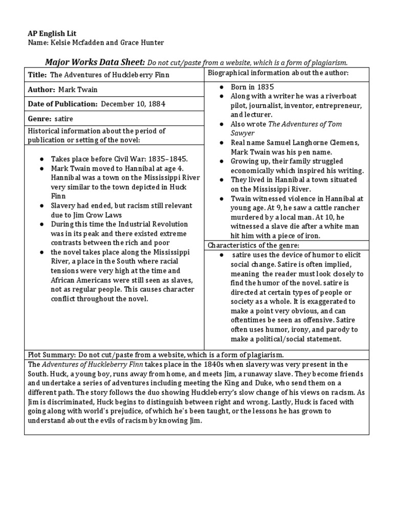 Huckleberry Finn: Themes and Analysis | PDF | Huckleberry Finn | Mark Twain