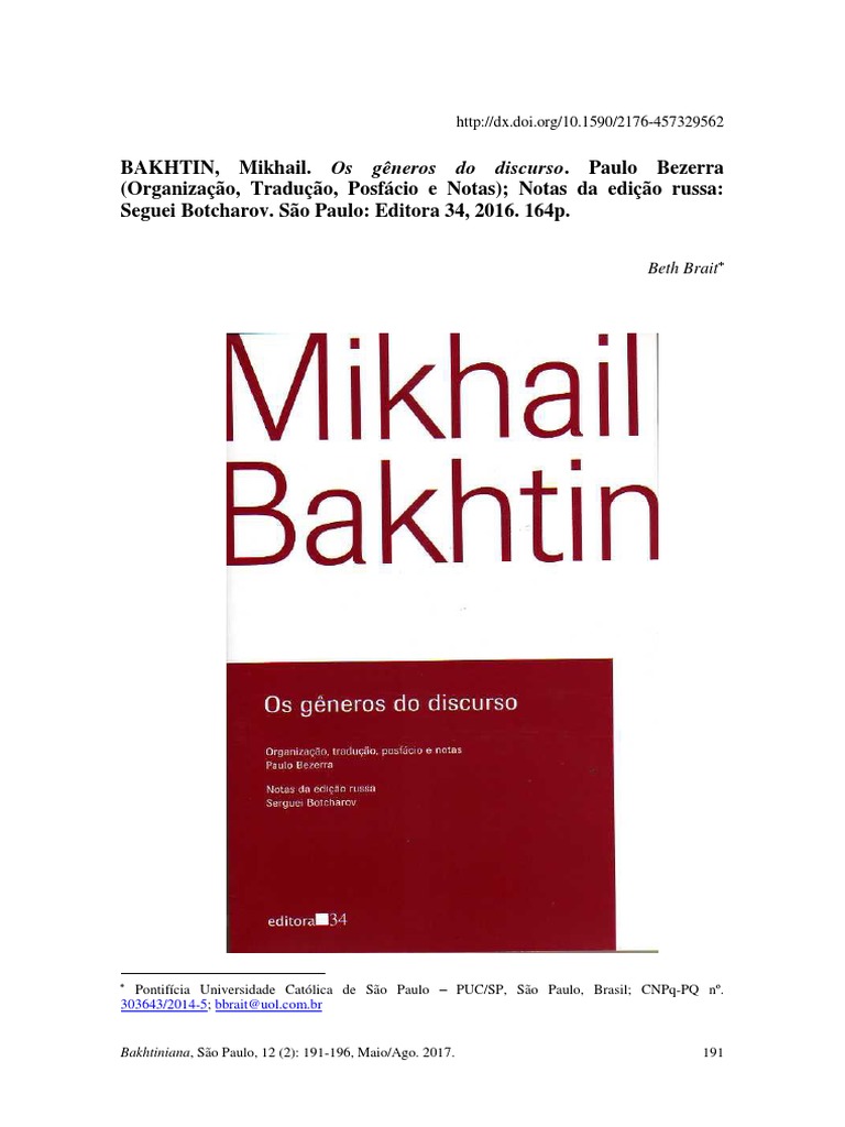 Gêneros do Discurso em Bakhtin | PDF | Discurso | Science