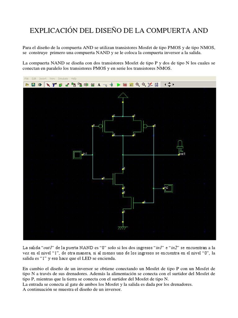 Diseño de Compuerta AND con Transistores | PDF | Mosfet | Puerta lógica