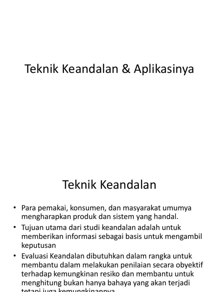 1 Pengertian Keandalan | PDF