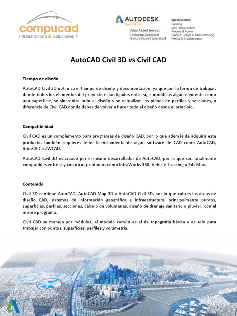 Comparación Civil CAD Vs AutoCAD Civil 3D | PDF
