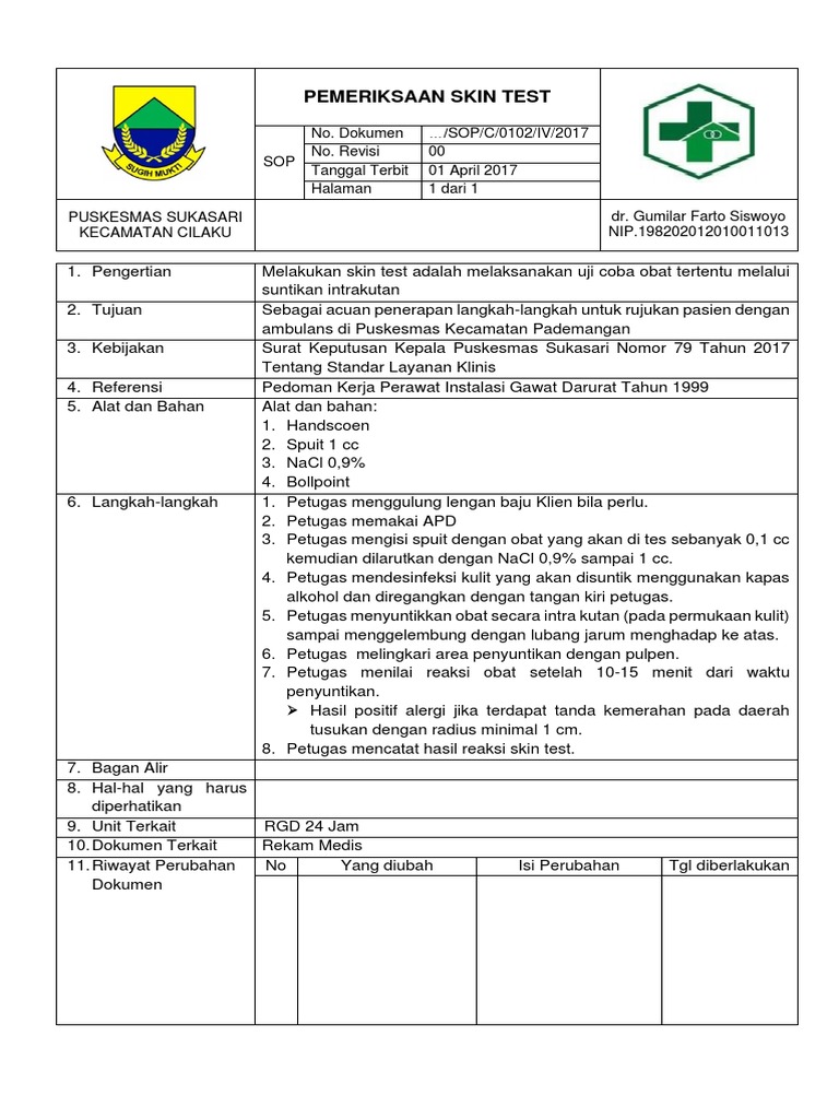 Pemeriksaan Skin Test | PDF