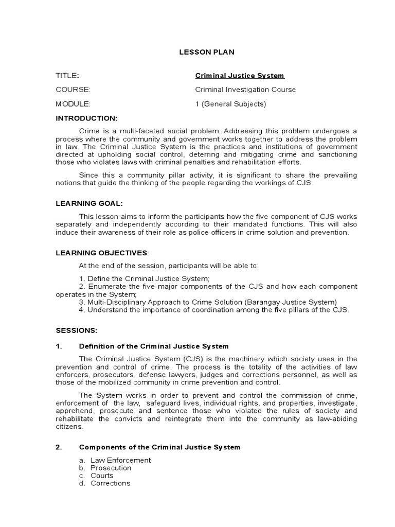 1.-Lesson-Plan-CJS.doc | Criminal Justice | Crime & Justice