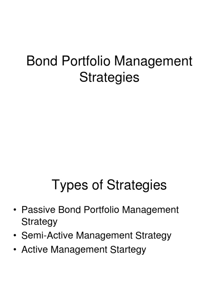 Bond Portfolio Strategy | PDF | Bond Duration | Bonds (Finance)