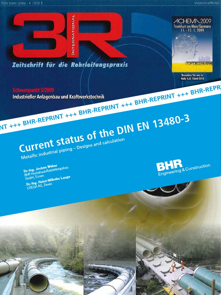 Current Status of The DIN EN 13480-3: Metallic Industrial Piping - Designs and Calculation | PDF
