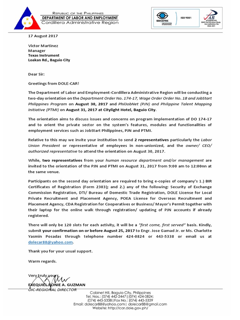 Texas Instrument Loakan RD., Baguio City: Exequiel Ronie A. Guzman ...