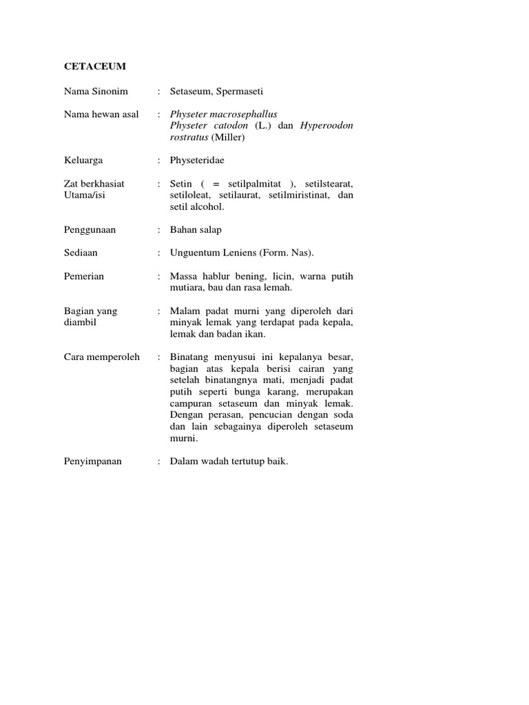 Monografi Cetaceum dan Penggunaannya | PDF