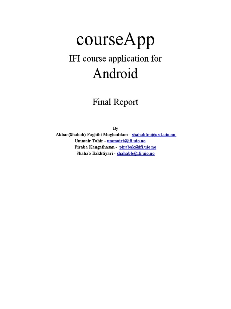 FinalReport INF5261 PDF | PDF | Android (Operating System) | Java (Programming Language)