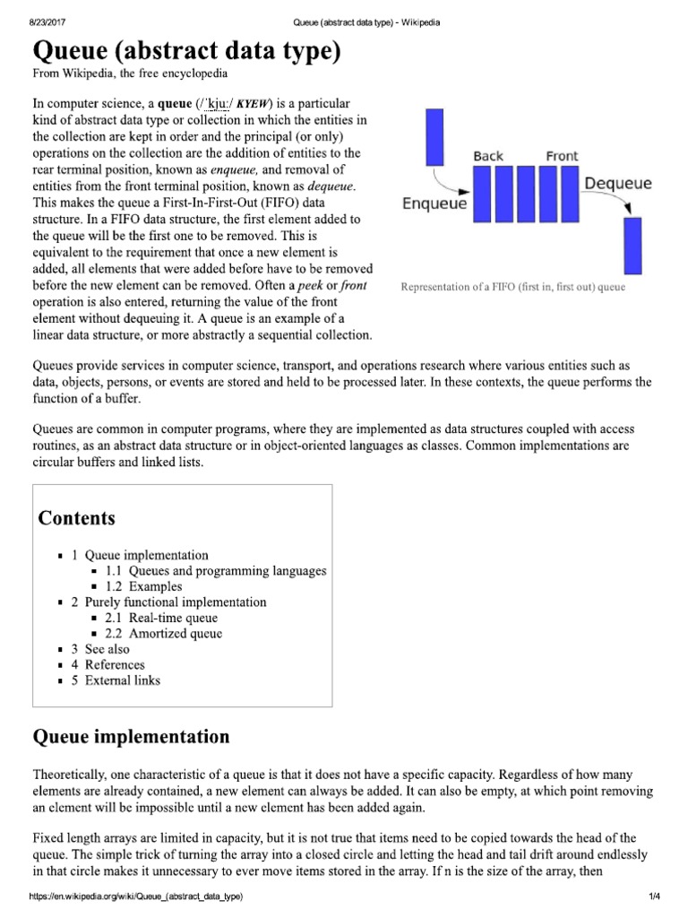 Queue (Abstract Data Type) - Wikipedia | PDF Queue (Abstract Data Type) - Wikipedia | PDF