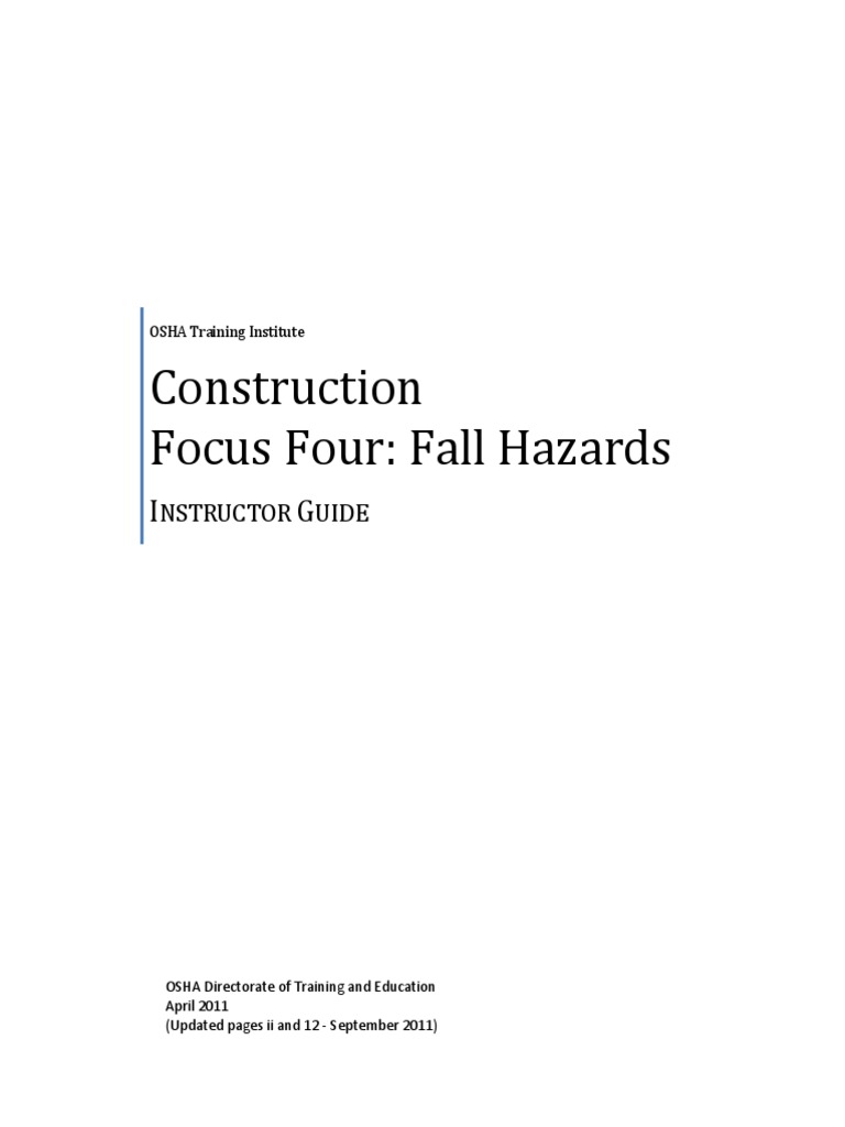 Construction Focus Four: Fall Hazards: Nstructor Uide | PDF