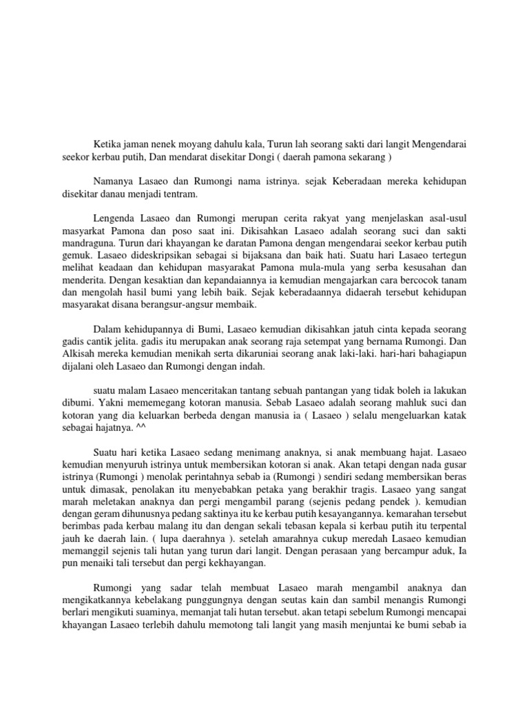 Legenda Lasaeo dan Rumongi | PDF