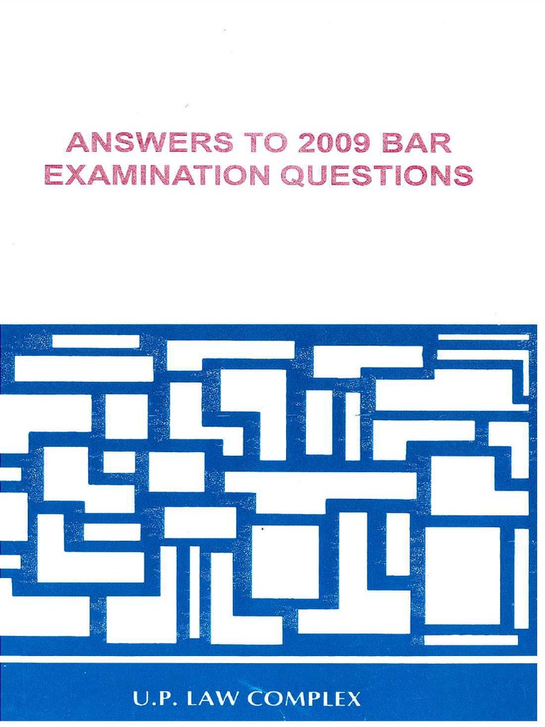 2009 Bar Exam Answers | PDF