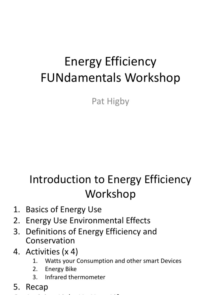 Energy Efficiency Workshop Guide | PDF | Energy Conservation ...