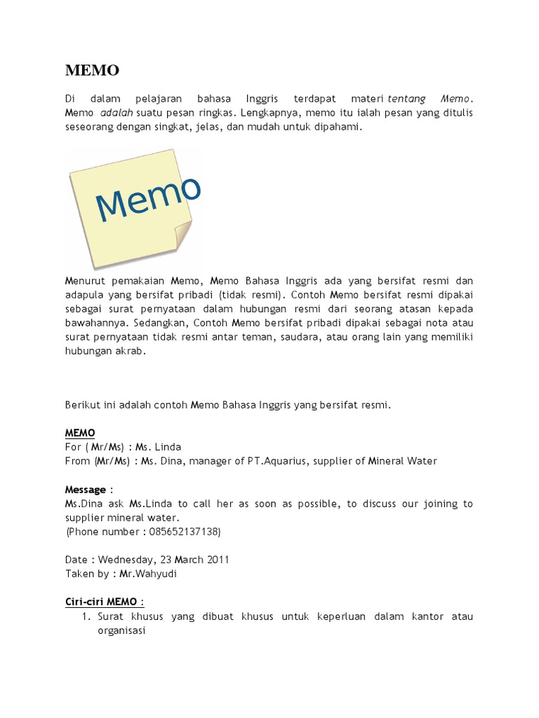 Memo | PDF | Komunikasi Manusia | Business