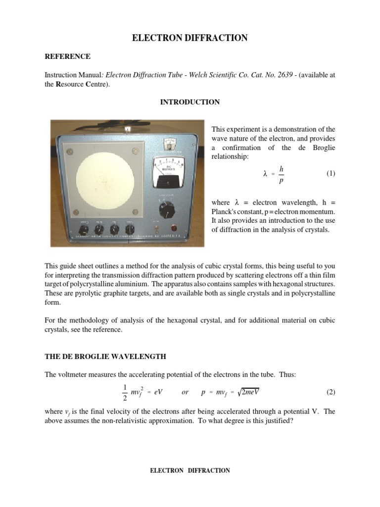 Electron Diffraction PDF | PDF