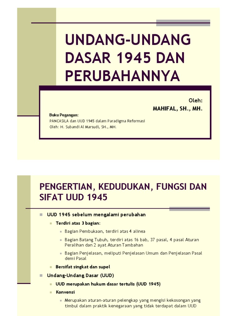 UUD 1945: Struktur dan Sifatnya | PDF
